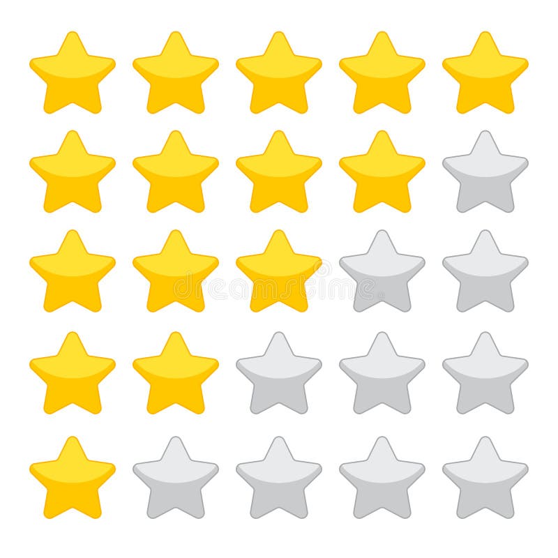 Gold Rating Stars on White Background Stock Vector - Illustration of ...