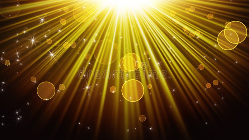 Gold Rays of Light and Shining Stars Abstract Background Stock ...