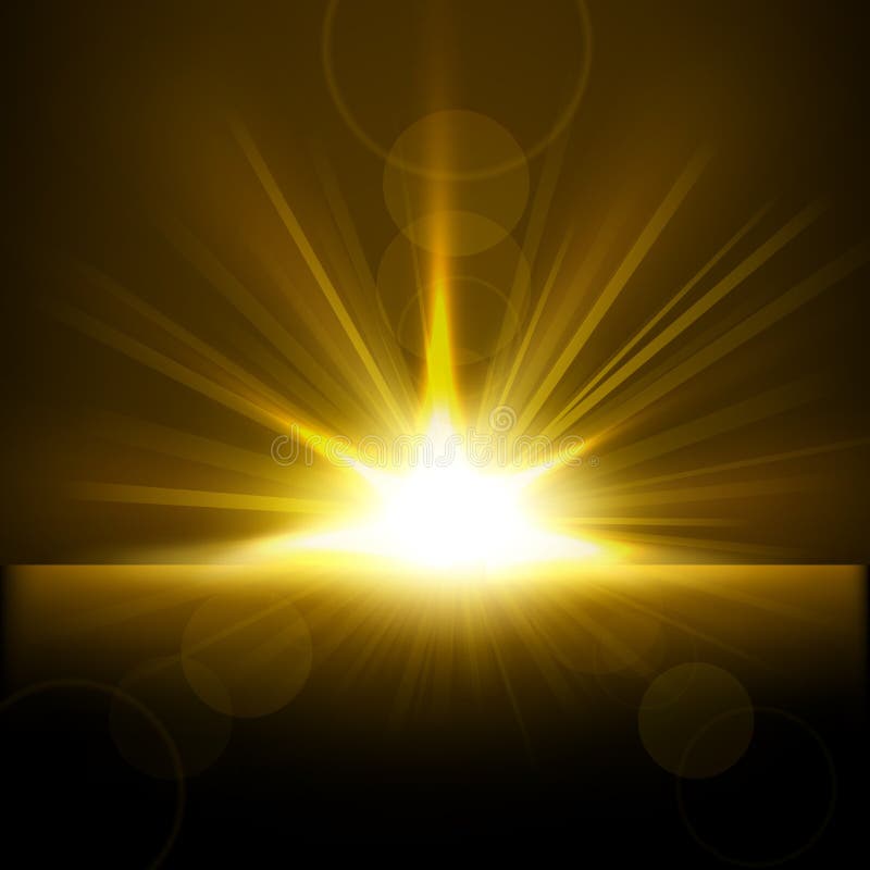 Gold Rays Rising from Horizon Stock Vector - Illustration of ...