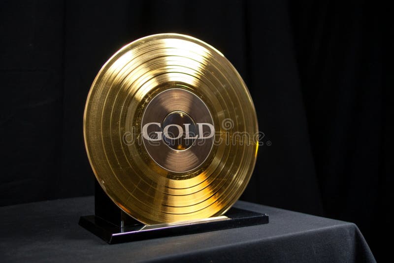 Gold Record Music Disc Award Isolated on Black Stock Illustration ...
