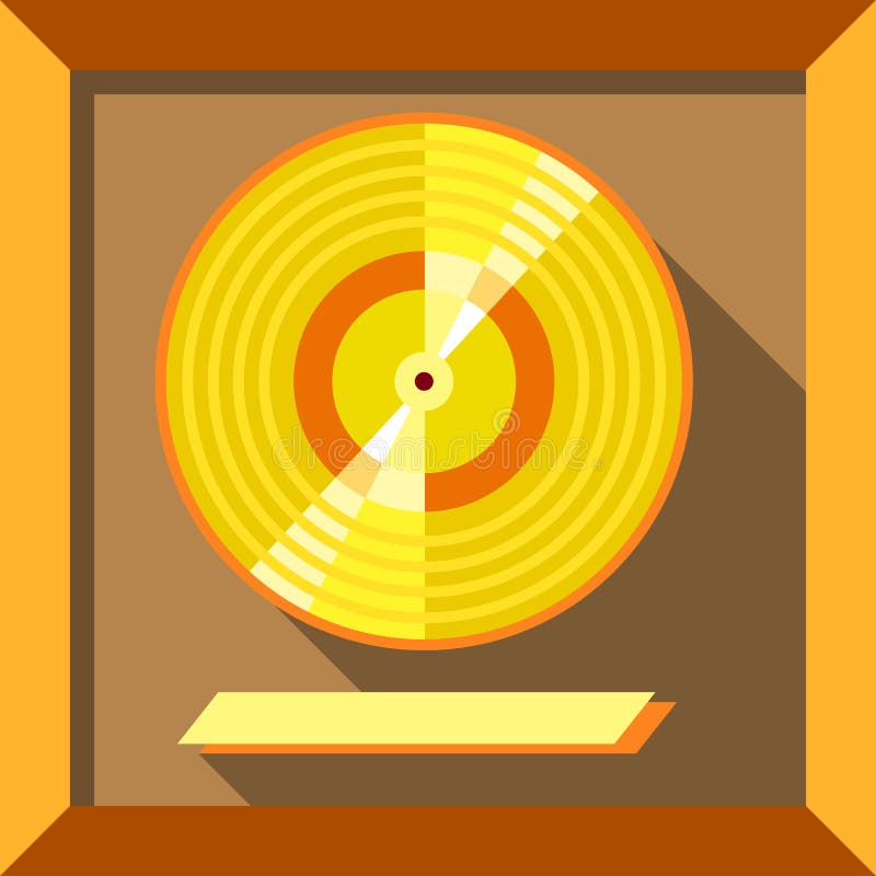Gold Record Music Disc Icon, Flat Style Stock Vector - Illustration of ...