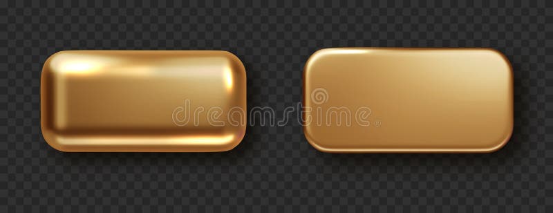 Gold Rectangle Button Isolated. Golden Design for Empty Emblem. Glossy ...