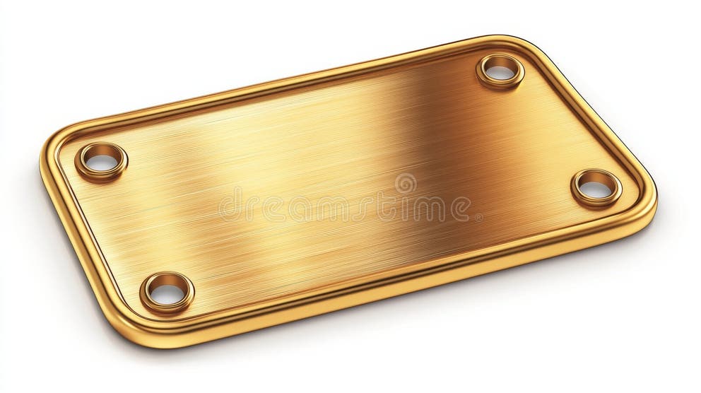 A Gold Rectangle with Rounded Edges, Isolated on a White Background ...