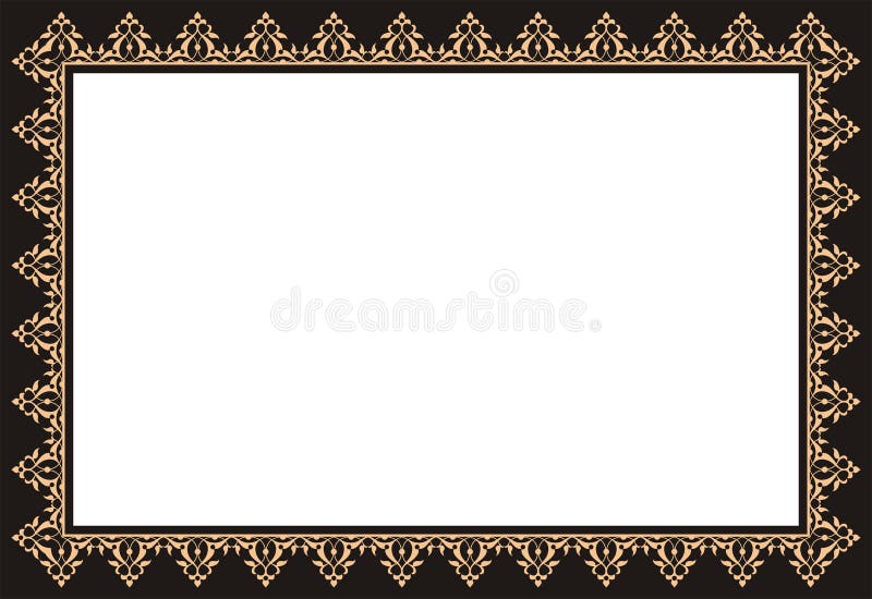 Gold Rectangular Border Frame Design. Elements in Arabic Style Stock ...