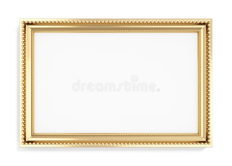 Gold Rectangular Frame Isolated on White Background. 3d Rendering Stock ...