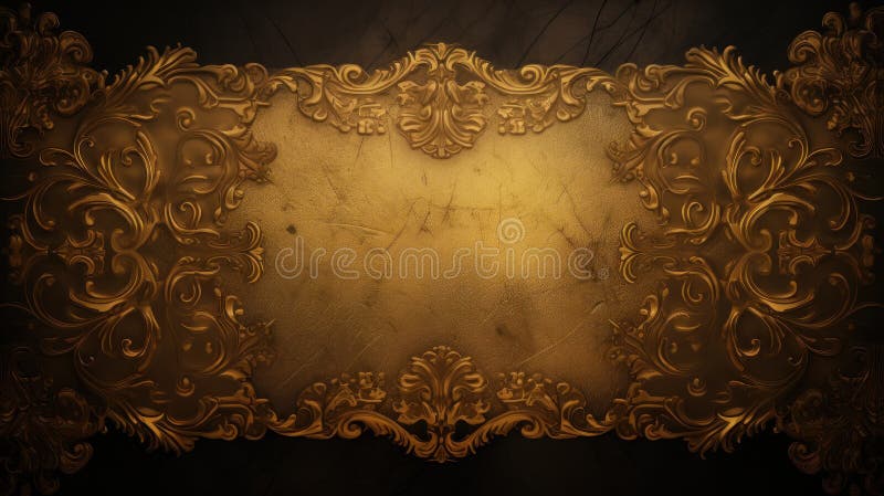A Gold Rectangular Frame with Ornate Designs Stock Illustration ...