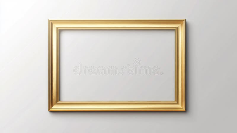 Gold Rectangular Frame on White Wall Stock Illustration - Illustration ...