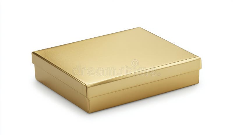 Gold Rectangular Gift Box on White Background Stock Illustration ...
