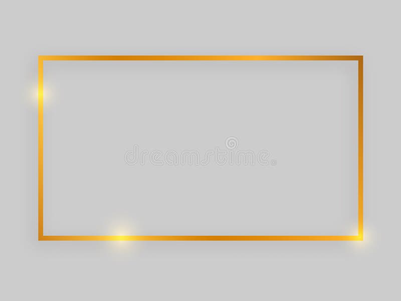 Gold Rectangular Shiny Frame with Glowing Effects Stock Vector ...