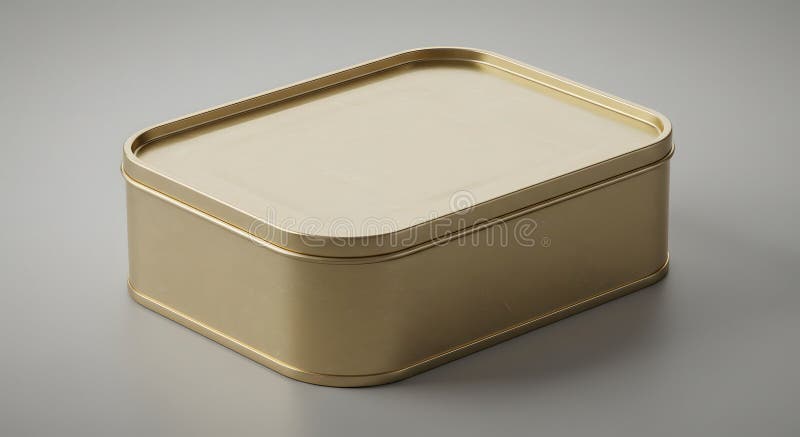 Gold Rectangular Tin Box Mockup Stock Illustration - Illustration of modern, background: 373464907