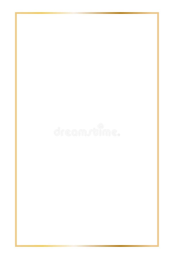 Gold Rectangular Vertical Frame. Vector Outline Thin Aesthetic Border ...