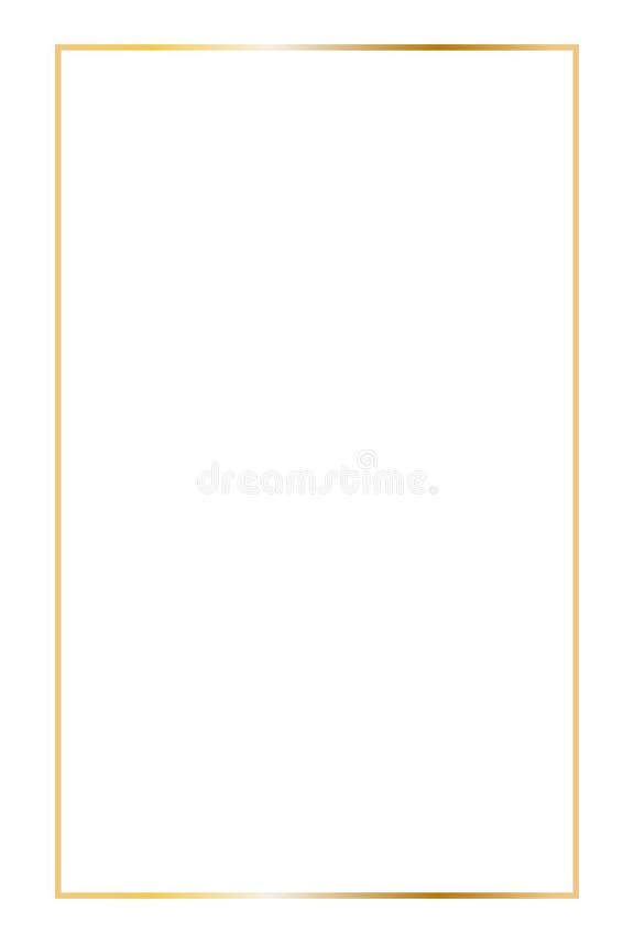 Gold Rectangular Vertical Frame. Vector Outline Thin Aesthetic Border ...