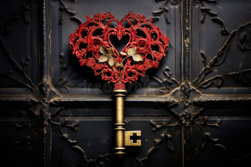 Gold Red Ancient Key stock illustration. Illustration of iron - 302074176