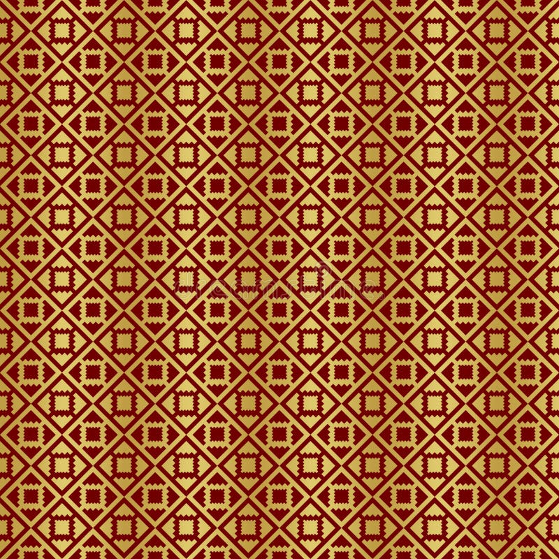 Gold and Red Metallic Regular Seamless Pattern Stock Illustration ...