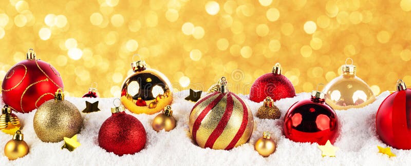 Gold and Red Christmas Balls Long Frame Stock Photo - Image of xmas ...
