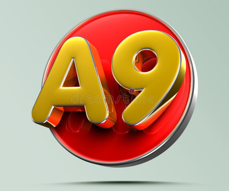 A9 gold on red circle 3D. stock illustration. Illustration of creative ...