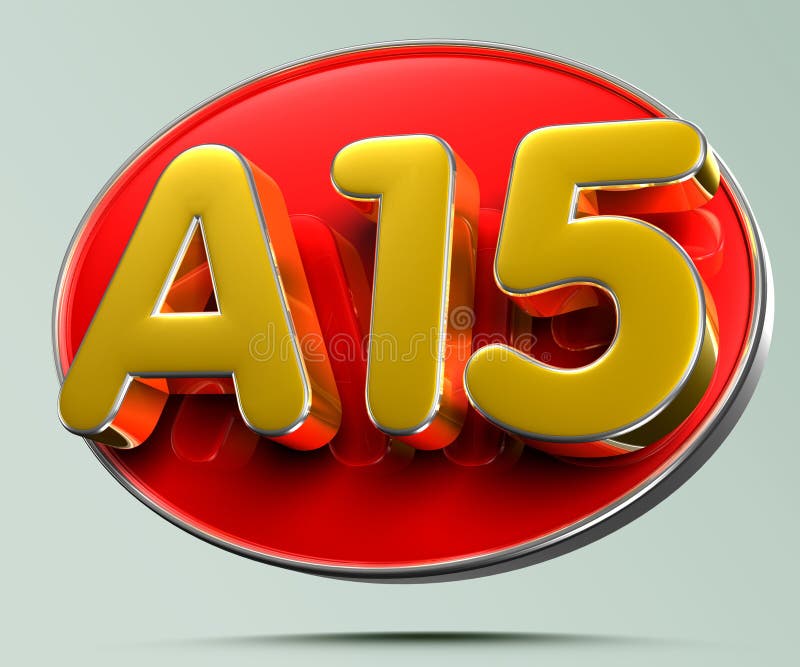 A15 gold on red circle 3D. stock illustration. Illustration of brand ...