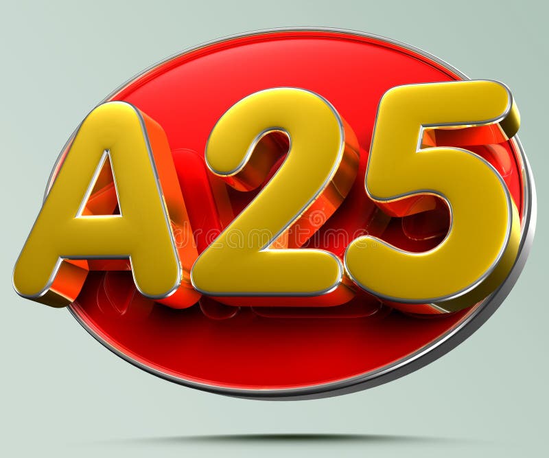 A25 Gold on Red Circle 3D Illustration on Light Gray Background Have ...