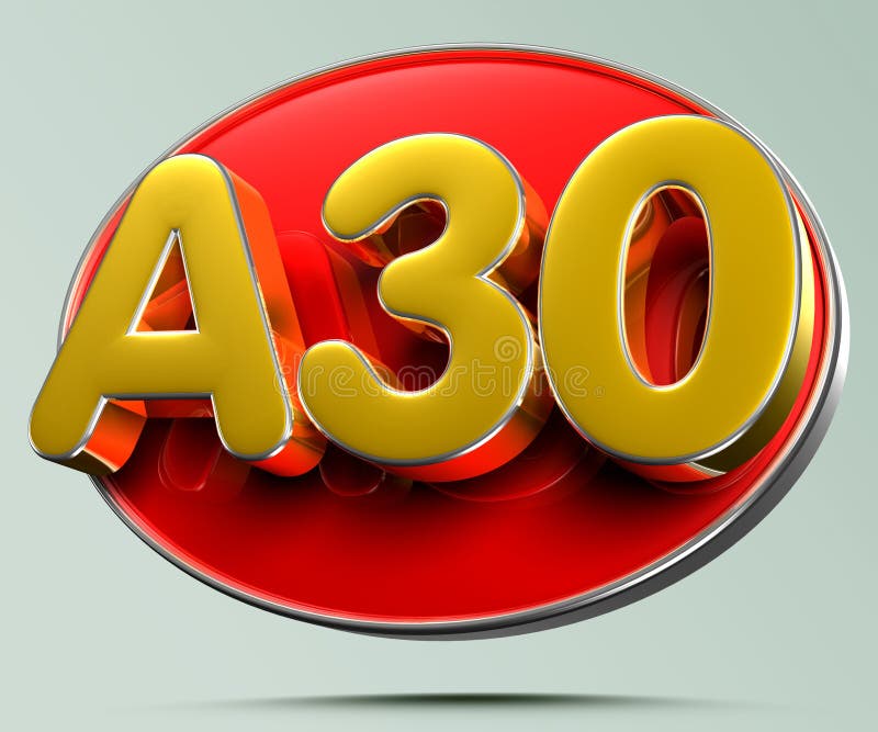 A30 gold on red circle 3D. stock illustration. Illustration of ...