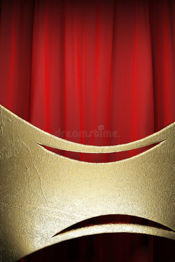 Gold on red curtain stock illustration. Illustration of genre - 30057927