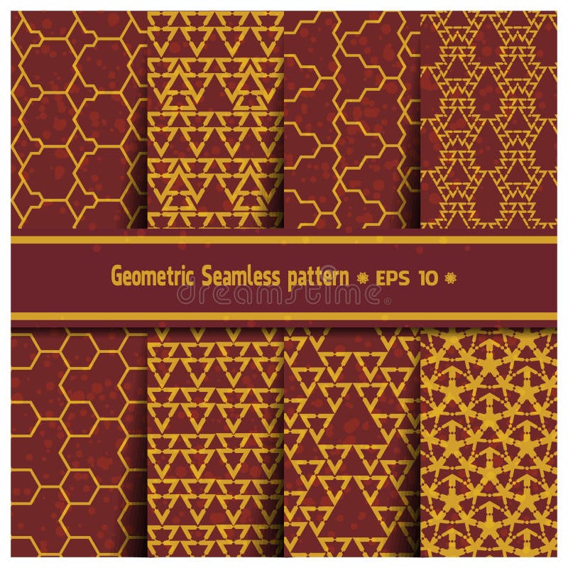 Gold and Red Geometric Seamless Pattern Stock Vector - Illustration of ...