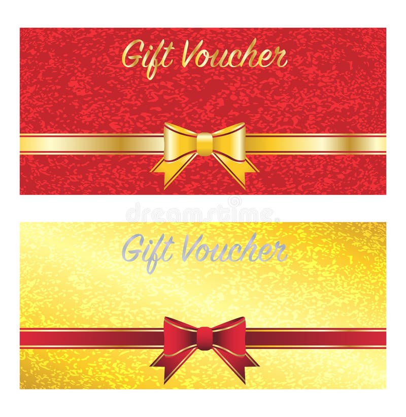 Gold and Red Gift Voucher Card Stock Vector - Illustration of label ...