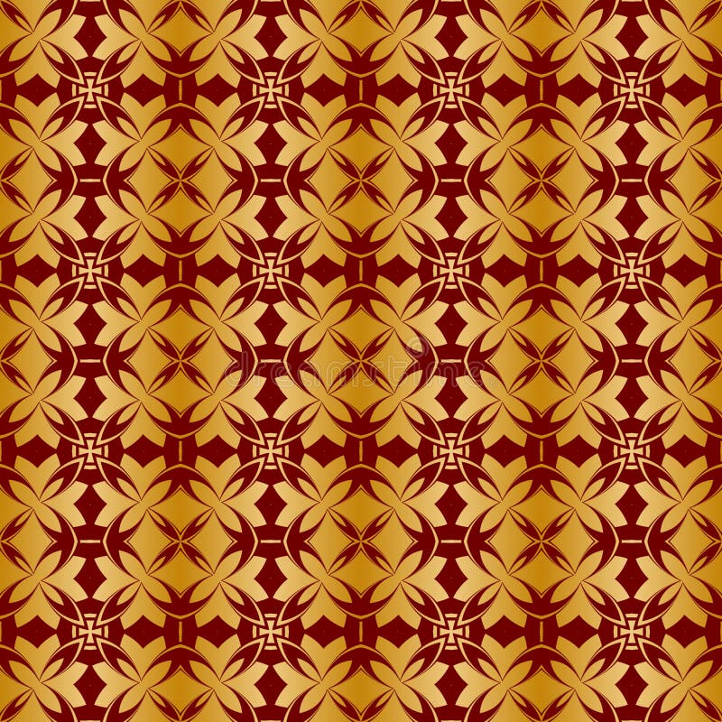 Gold and Red Metallic Regular Seamless Pattern Stock Illustration ...