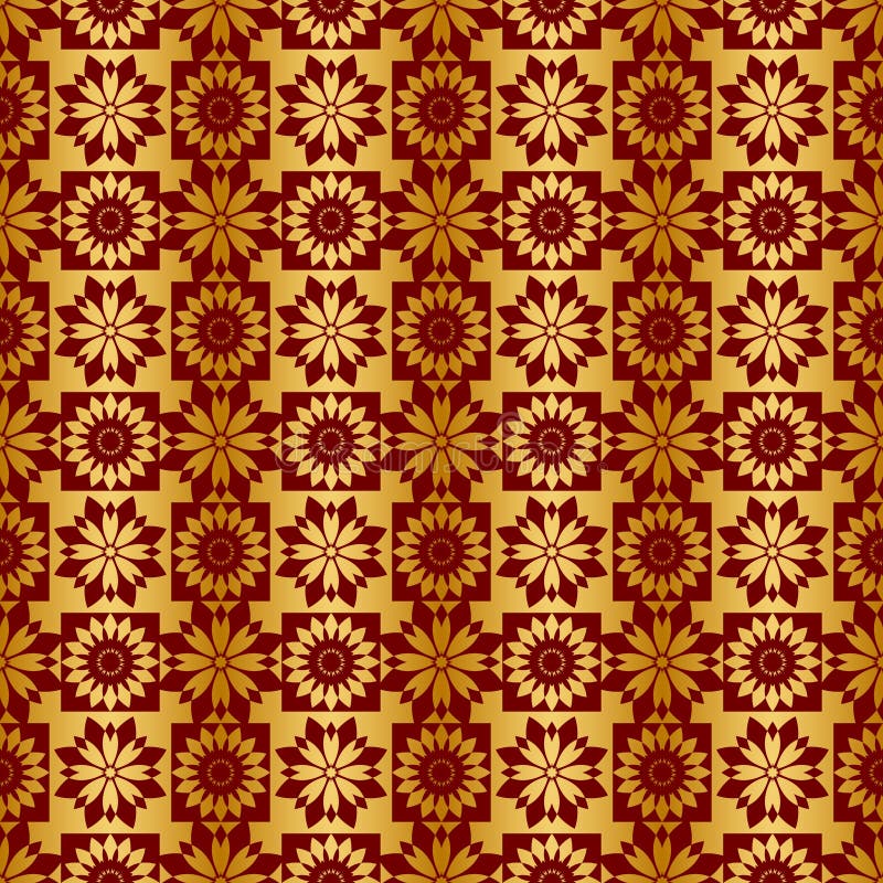 Gold and Red Metallic Regular Seamless Pattern Stock Illustration ...
