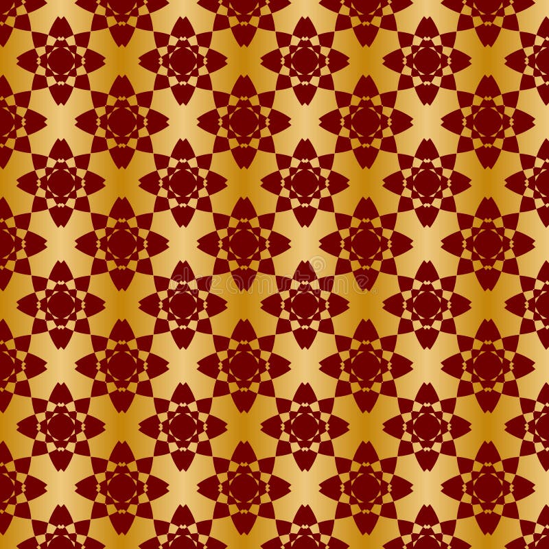 Gold and Red Metallic Regular Seamless Pattern Stock Illustration ...