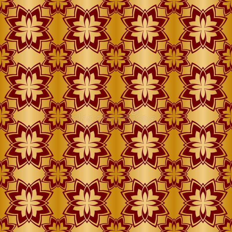 Gold and Red Metallic Regular Seamless Pattern Stock Illustration ...