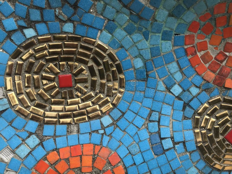 Gold, Red, Orange and Blue Pieces of Square Tile Created As Amazing ...