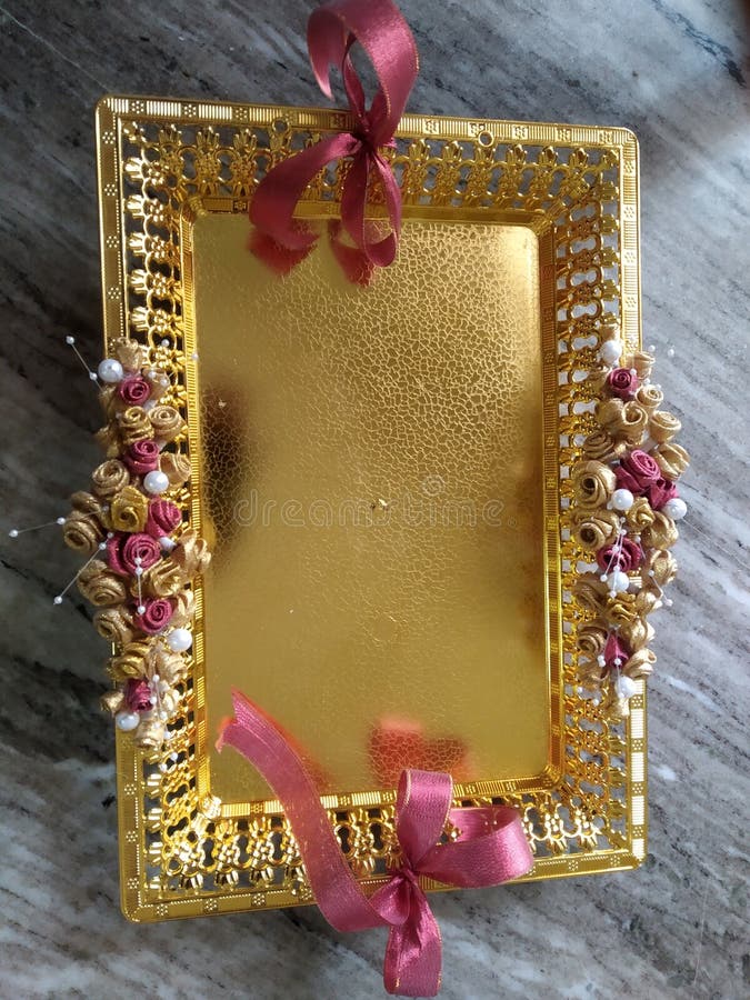 Gold Red Rose Tray Decoration Stock Image - Image of decoration, rose ...