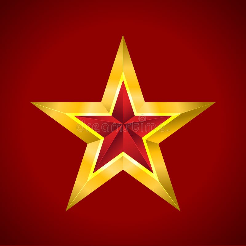 Gold Red Star Vector Illustration 3D Art Symbol Stock Illustration ...