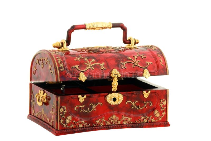 Gold and Red Treasure Chest Stock Photo - Image of isolated, handle ...