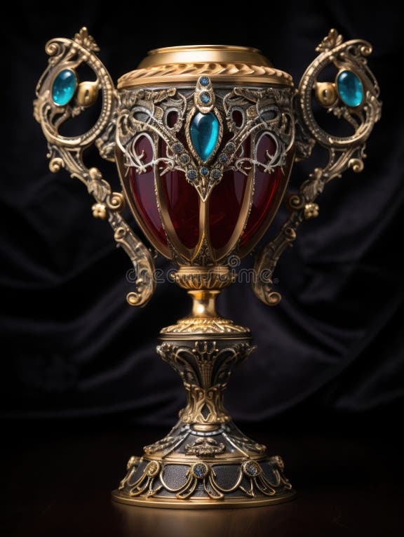 A Gold and Red Trophy with Blue Gems Stock Illustration - Illustration ...