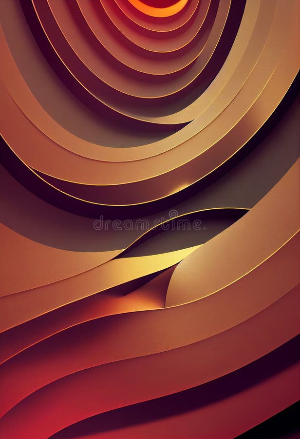 Gold and Red Wavy Shapes Abstract Background. Stock Illustration ...