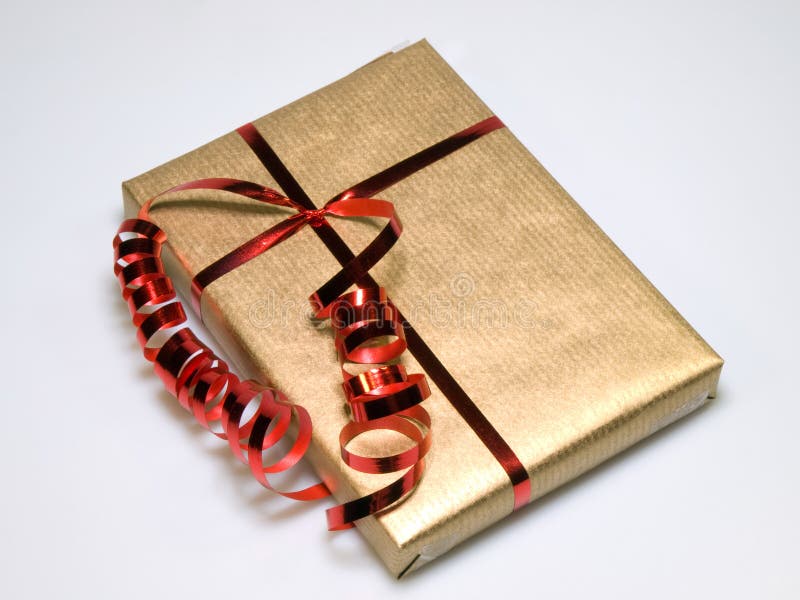 Gold and Red Wrapped Christmas Gift Stock Image - Image of bright ...
