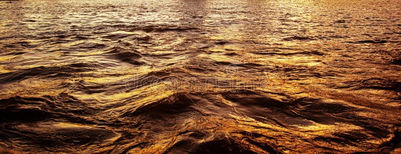 Gold Reflection on the Calm Sea Stock Image - Image of horizon, blue ...