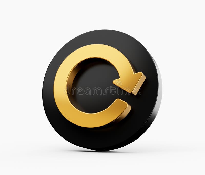 Gold Refresh, Reload, Rotate Icon Dispatching from Black Icon 3d ...