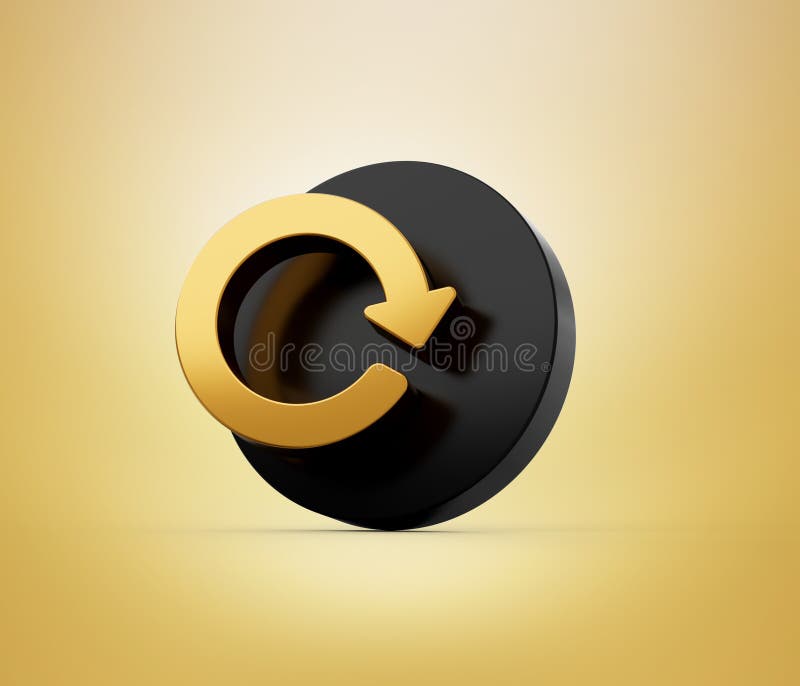 Gold Refresh, Reload, Rotate Icon Dispatching from Black Icon 3d ...