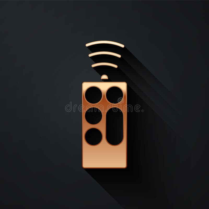 Gold Remote Control Icon Isolated on Black Background. Long Shadow ...