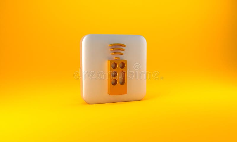 Gold Remote Control Icon Isolated on Yellow Background. Silver Square ...