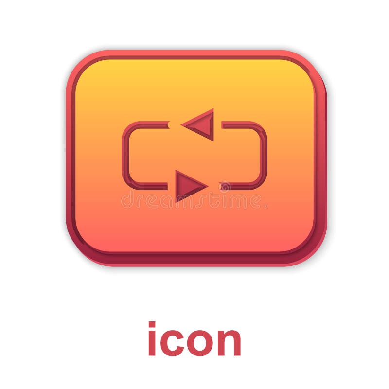 Gold Repeat Track Music Player Icon Isolated on White Background. the ...