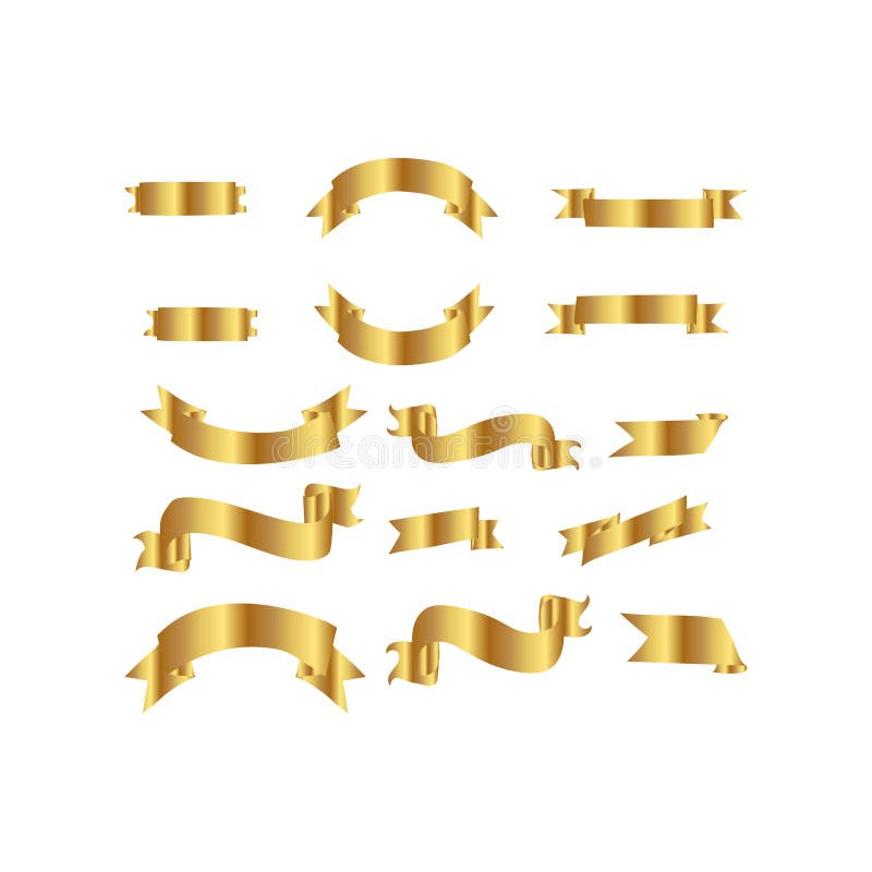 Gold Ribbon Band Element Banner Background Design Vector Illustration ...