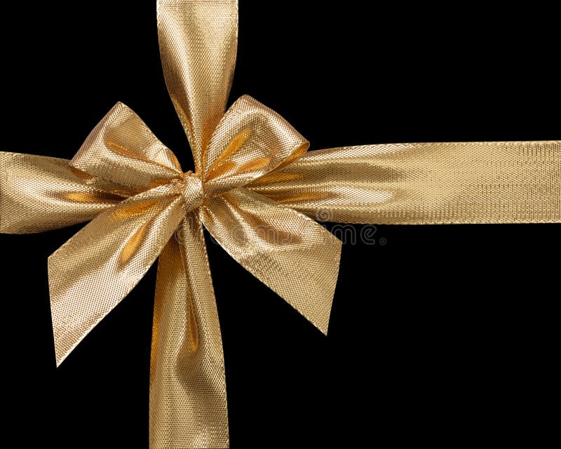 795 Gold Ribbon Bow Black Background Elegant Shiny Stock Photos - Free ...
