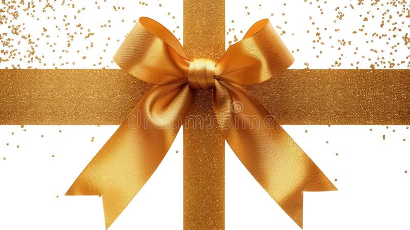 Gold Ribbon with Bow Isolated on White Stock Photo - Image of gold ...