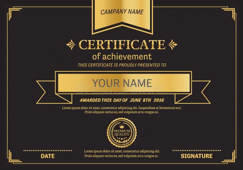 Gold Certificate Diploma Template Vector Illustration Stock Vector ...