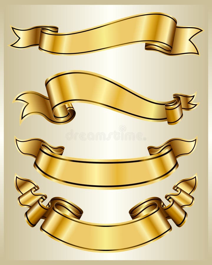 Gold ribbon collection stock vector. Illustration of element - 13567752