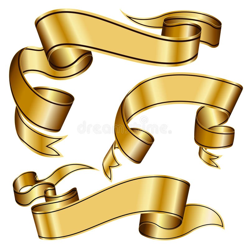 Gold ribbon collection stock vector. Illustration of element - 13567752