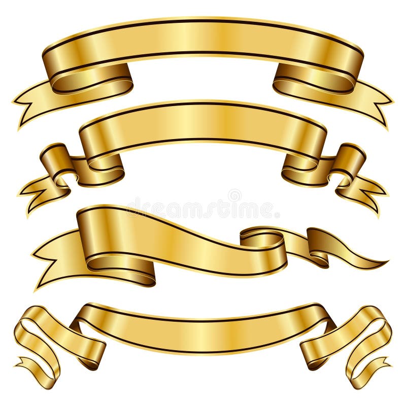 Gold ribbon collection stock vector. Illustration of element - 13567752